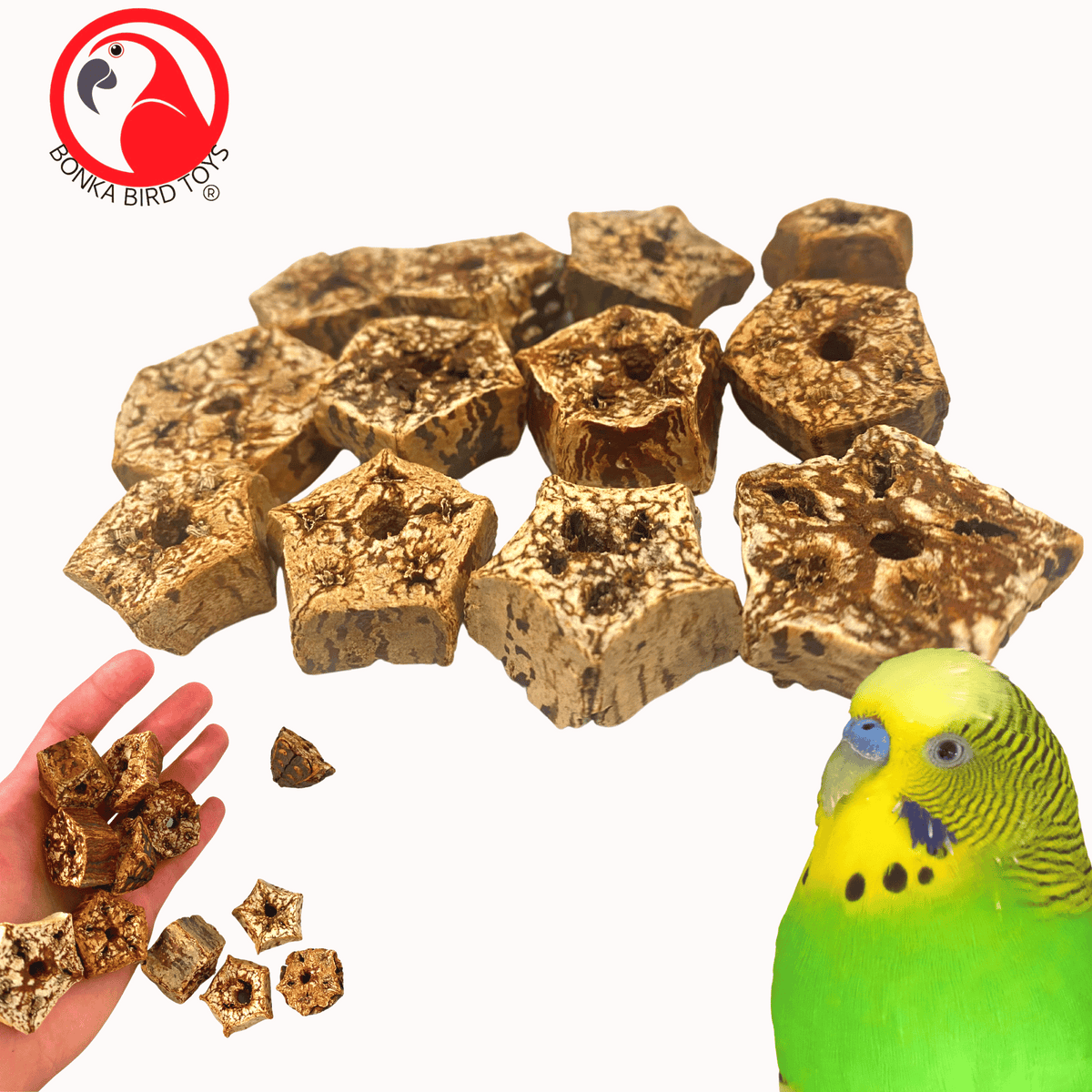 3893 Pk12 Natural Mahogany Sliced Pods - Bonka Bird Toys