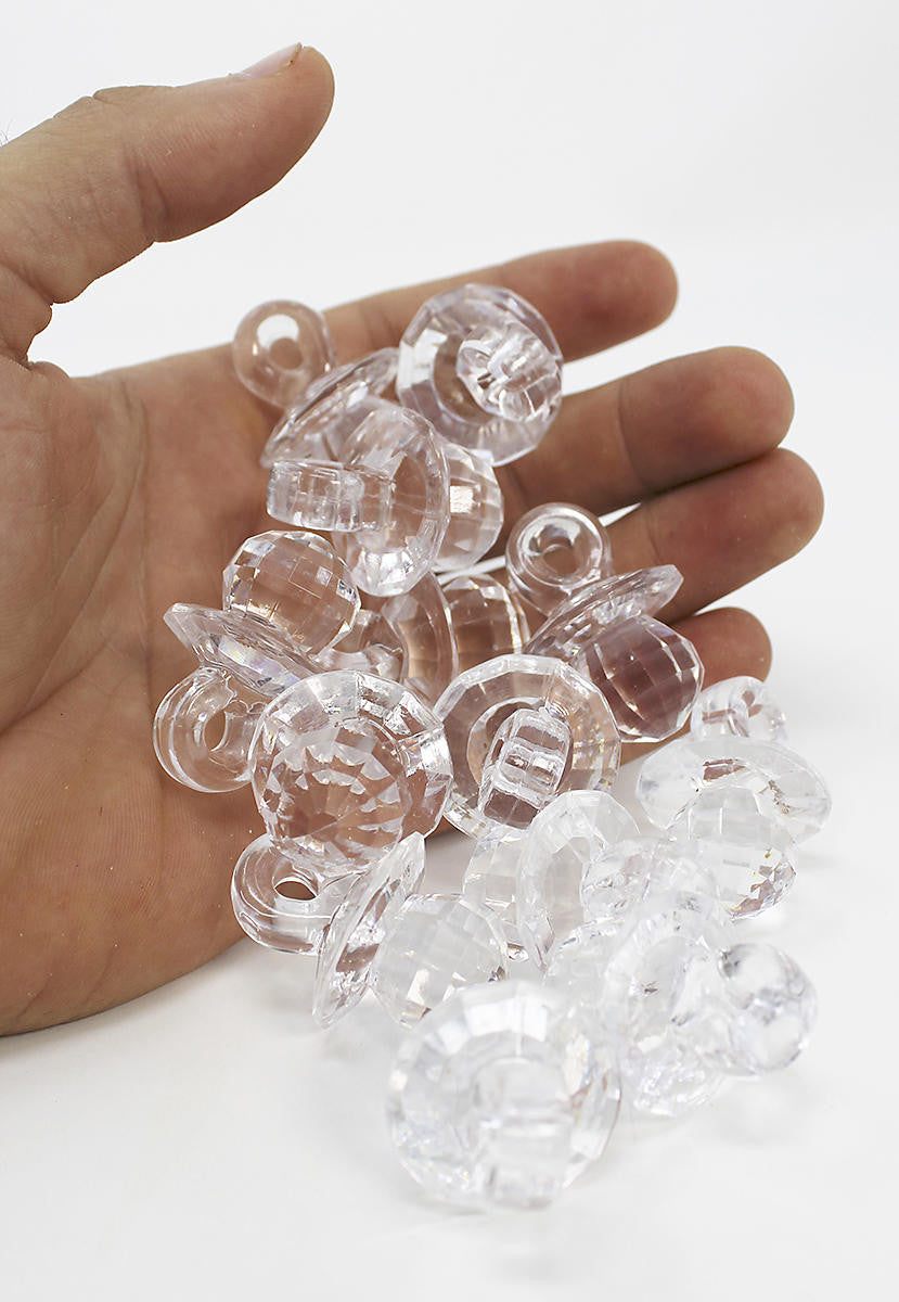 2175 Pk12 Clear Crystal Cut Pacifiers - Bonka Bird Toys